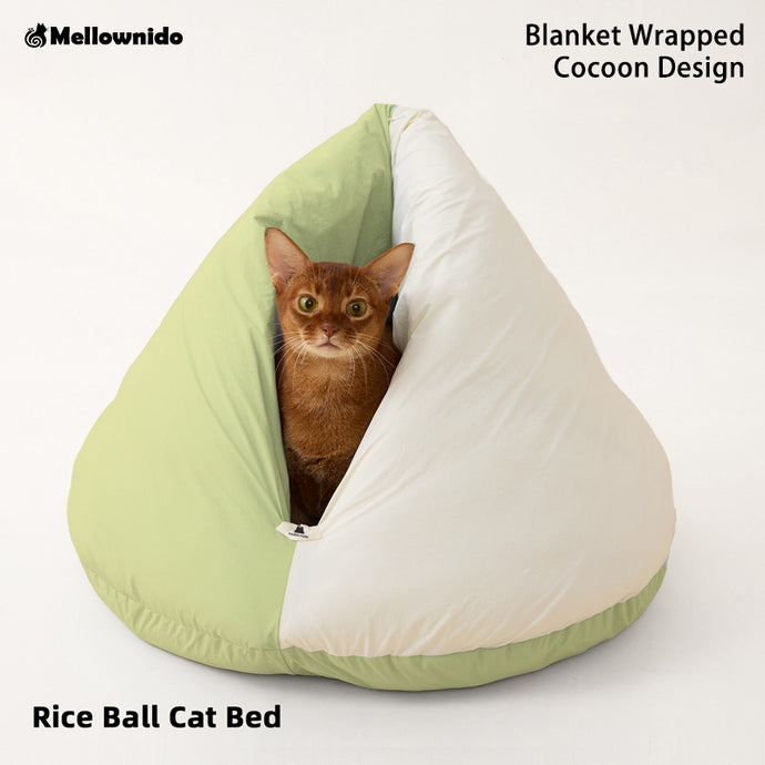 Rice Ball Cat Bed Machine Washable Warm Fleece Pet Sleeping Bag, Cave ...